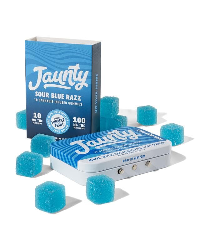 Jaunty | Live Rosin Gummies - Sour Blue Razz | 10 Pack Gummies | 100mg